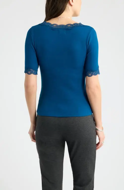 Caslon Lace Trim Knit T-shirt