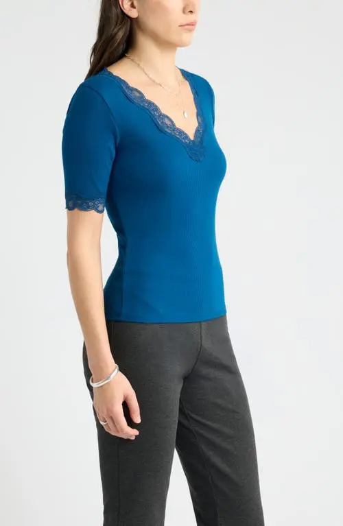 Caslon Lace Trim Knit T-shirt