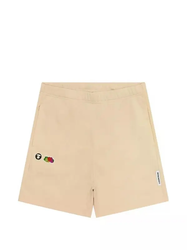 AAPE BY *A BATHING APE X Fruit Of The Loom Moonface-logo Track Shorts - Neutrals