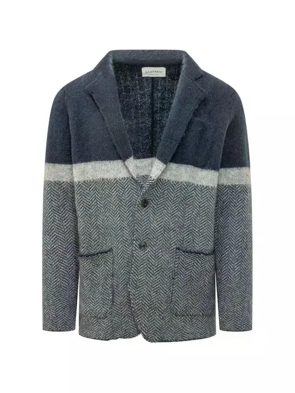 SANFREDI Herringbone-pattern Knitted Jacket