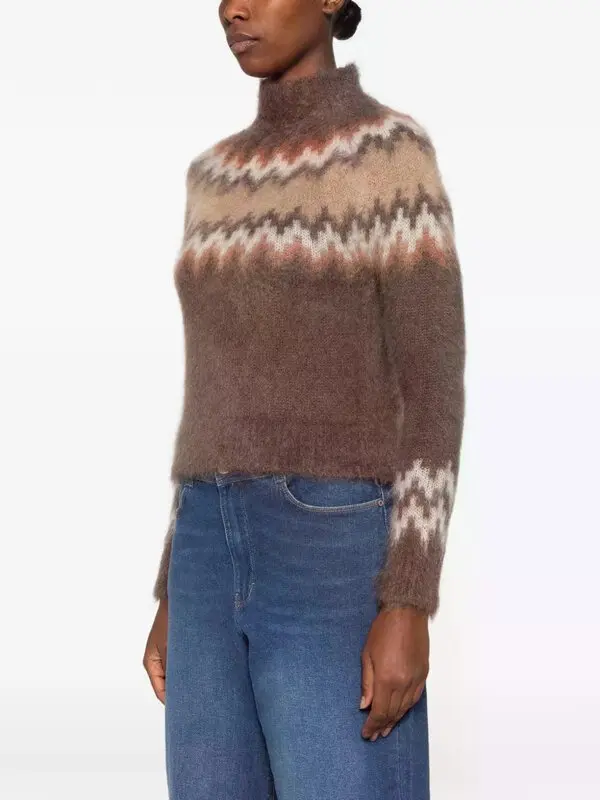 PT TORINO Zigzag-knit High-neck Sweater