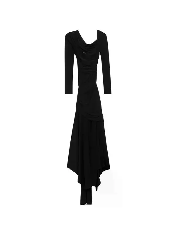 Attico Ruched Asymmetric Maxi Dress