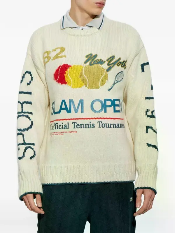 Lacoste Runway Intarsia Embroidered-motif Sweater