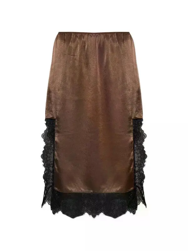 Munthe Chloa Lace-trim Midi Skirt - Brown