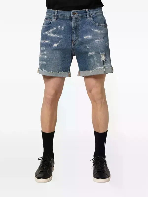 Dolce & Gabbana Distressed Denim Shorts - Blue
