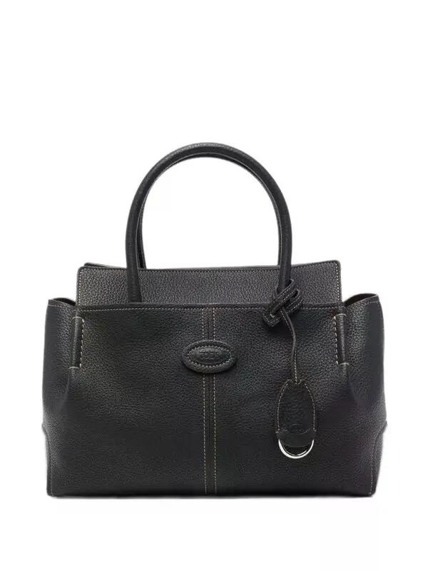TOD'S Logo-plaque Pebbled Tote Bag - Black