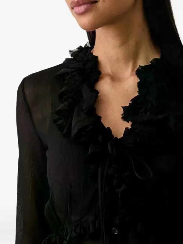 Patrizia Pepe Ruffled-trim Long-sleeve Blouse