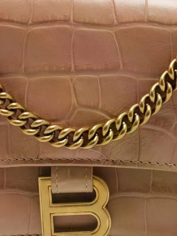 Balenciaga Small Hourglass Crocodile-embossed Crossbody Bag