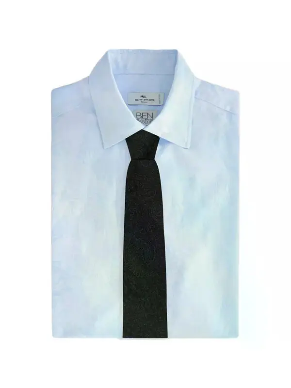 Etro Cotton-blend Jacquard Tie With Paisley Motif - Black