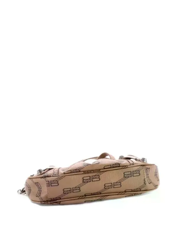 Balenciaga Le Cagole Giant Studs Shoulder Bag Bb Monogram Coated Canvas Mini Hobo Bag - Brown