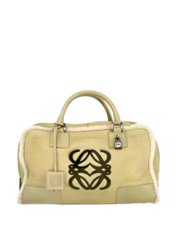 Loewe 36 Amazona Shearling-detail Handbag - Neutrals
