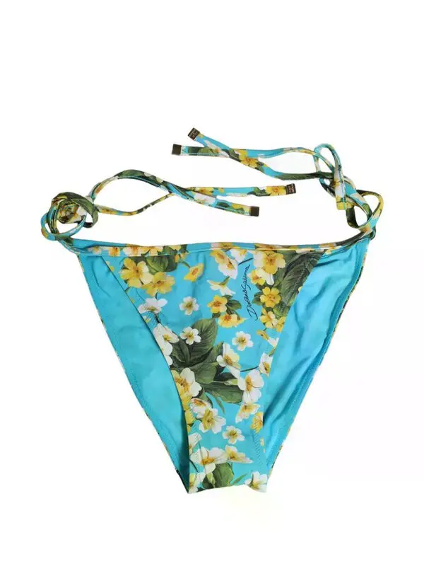 Dolce & Gabbana Floral-print Bikini Bottoms - Blue