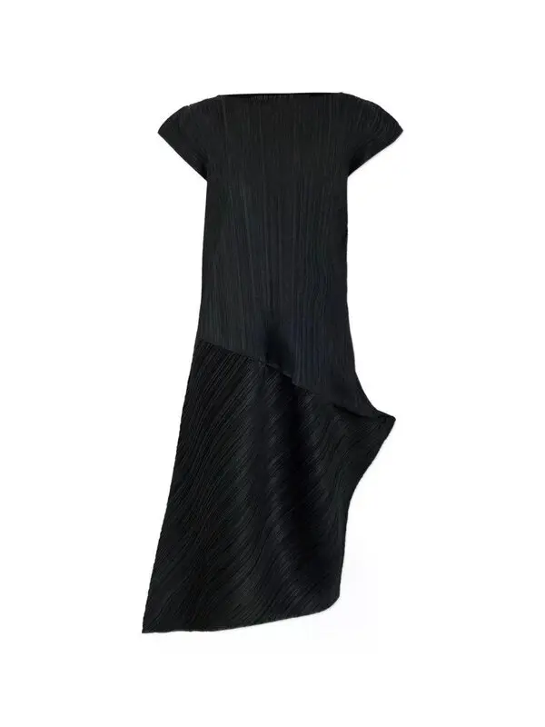Issey Miyake Pleated Asymmetric-hem Midi Dress