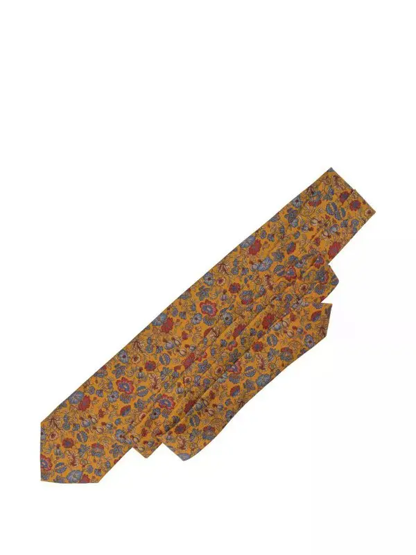 ELIZABETTA Conte Floral-print Silk Tie - Yellow