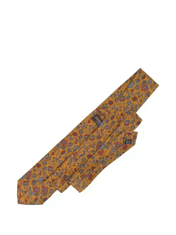 ELIZABETTA Conte Floral-print Silk Tie - Yellow