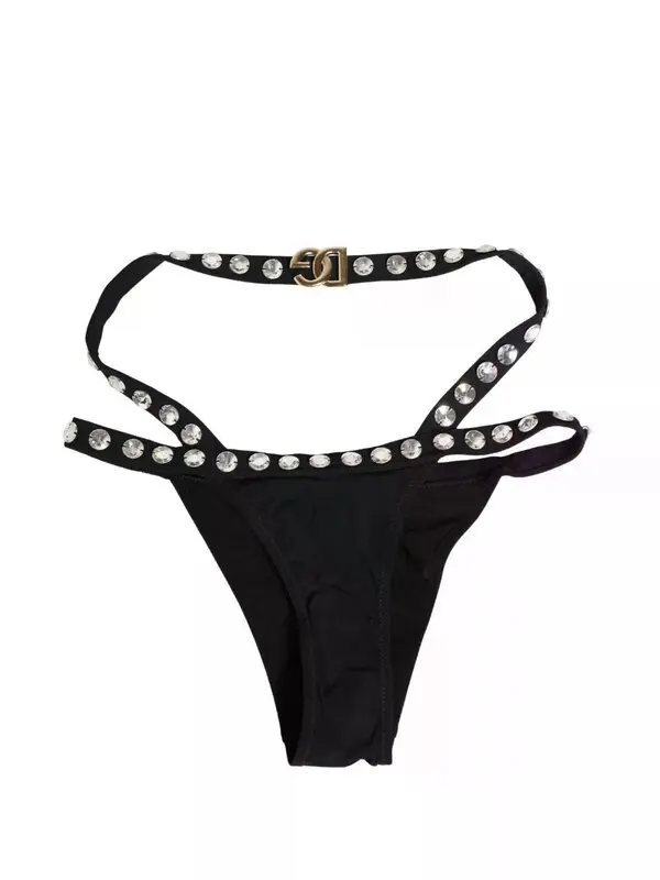 Dolce & Gabbana Crystal-embellished Bikini Bottoms - Black