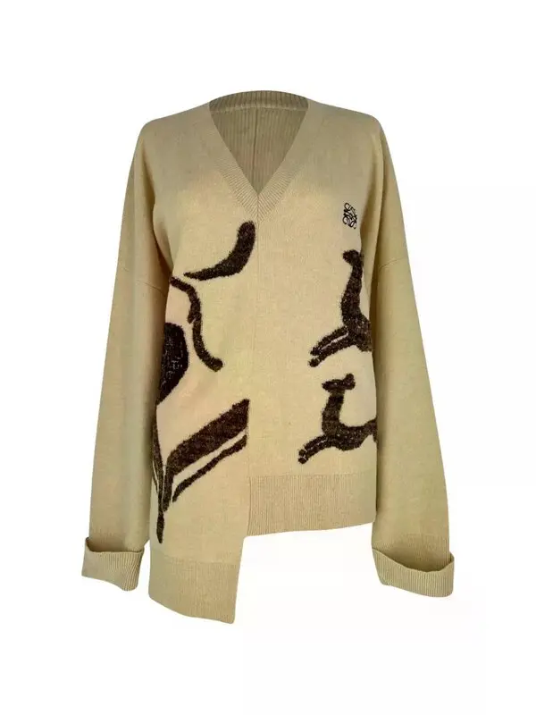 Loewe Asymmetric Deer Sweater - Neutrals