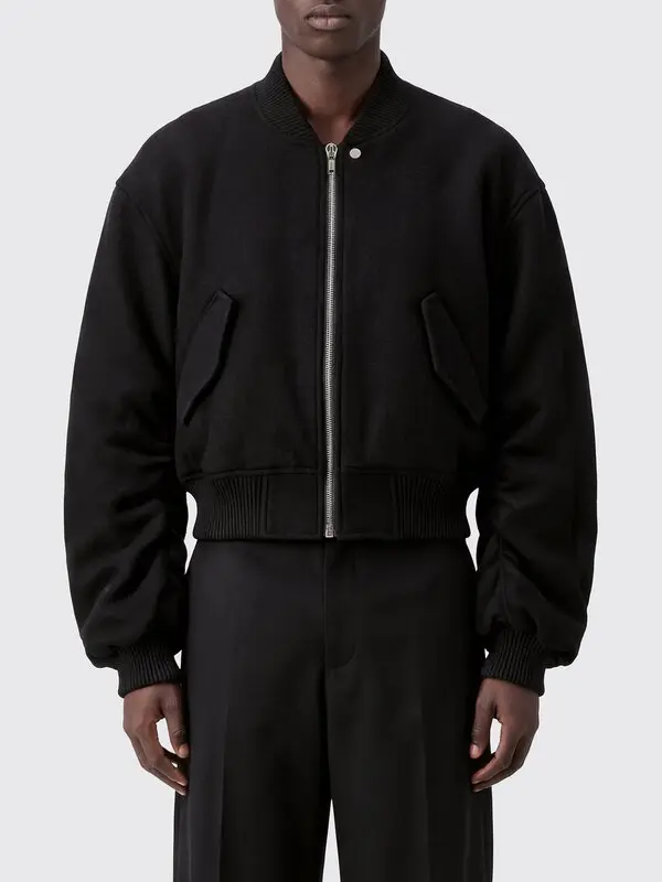 Rick Owens Oversized Padded Virgin Wool Bomber Jacket With Ribbed High Neck - Black