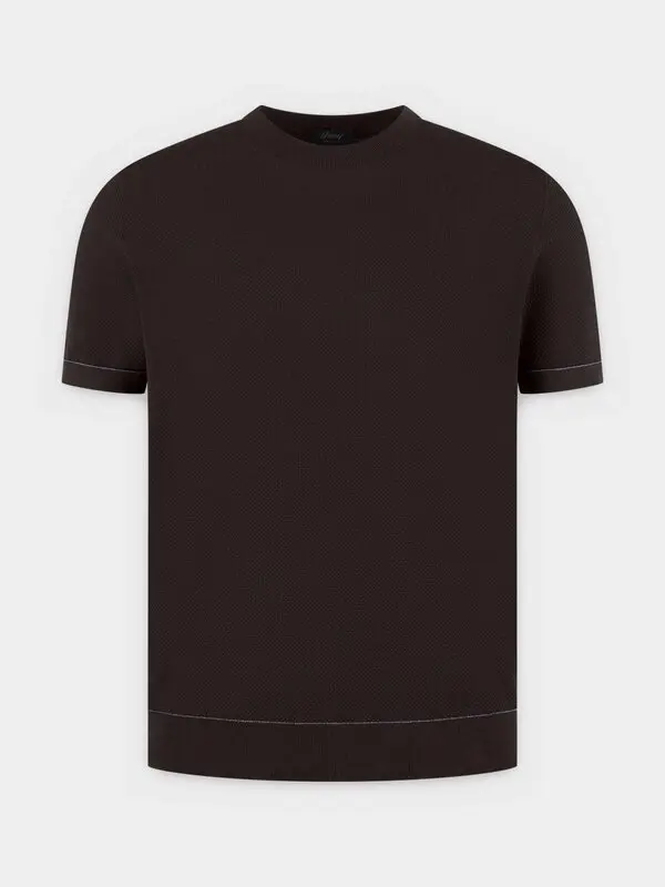 Brioni Short-sleeve Cotton Knit T-shirt With Ribbed Edges