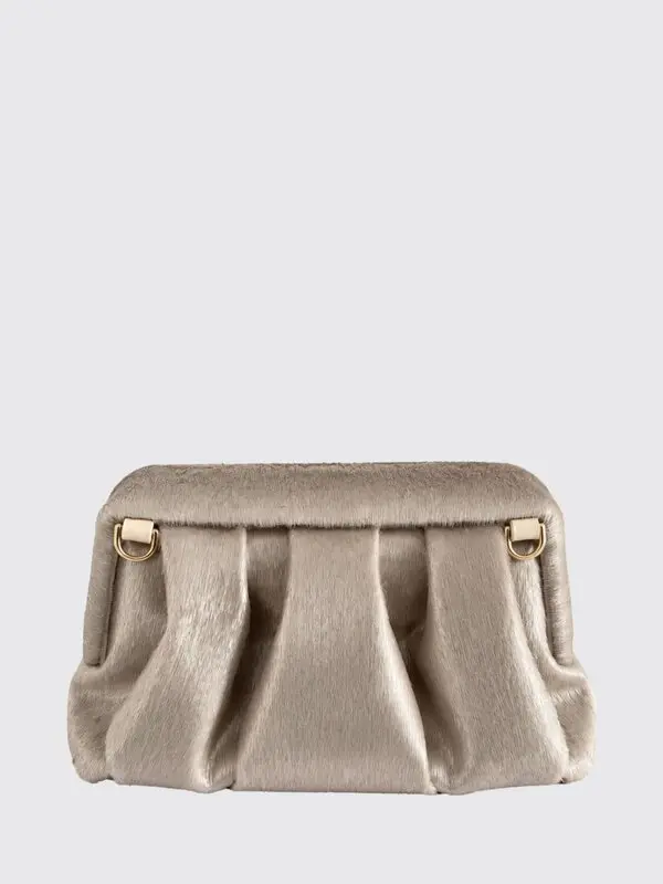 THEMOIRE Themoiré Athena Draped Vegan Lurex Clutch - Beige