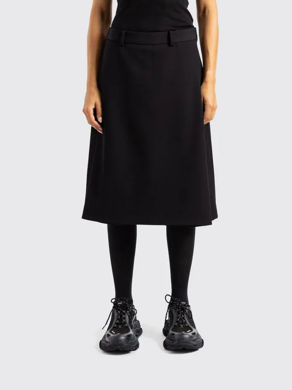 Balenciaga Flared Wool Midi Skirt With Belt Loops