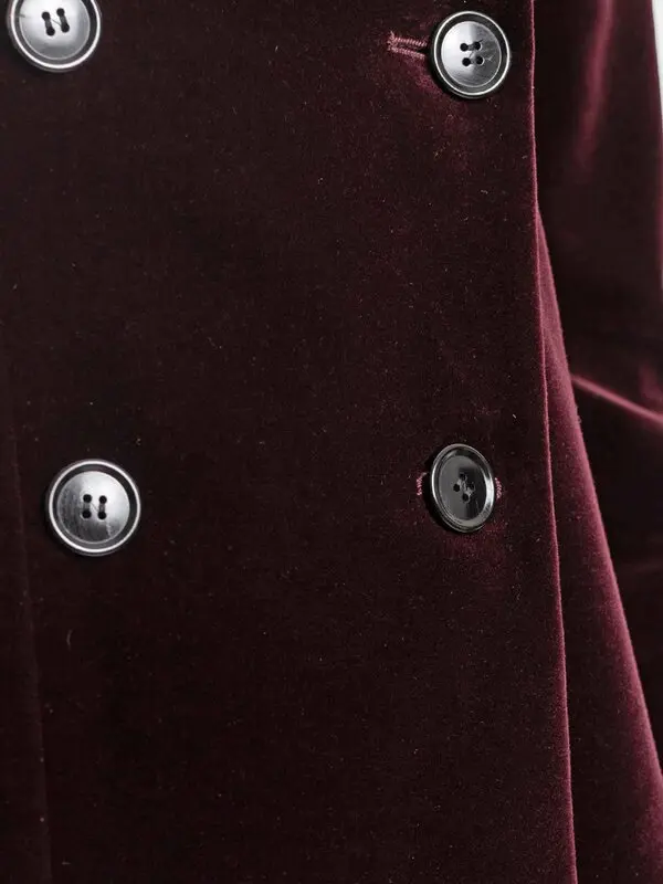 Alaïa Cropped Double-breasted Velvet Blazer With Peak Lapels