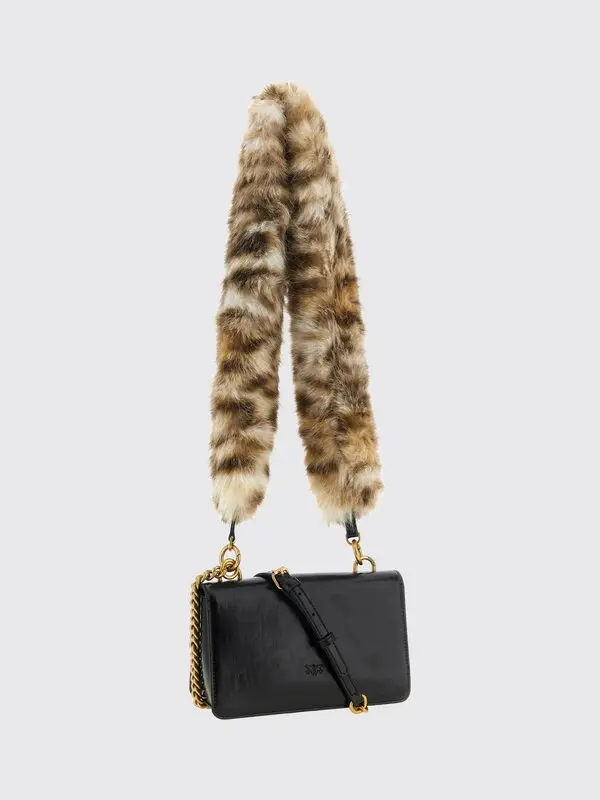 Pinko Mini Love One Crossbody Bag In Faux Fur With Animalier Print