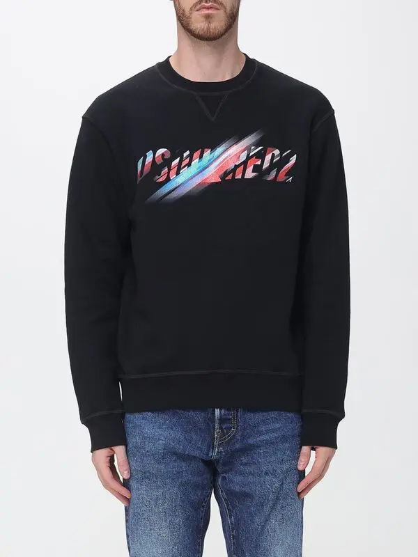 Dsquared2 Crew Neck Cotton Sweatshirt With Front Contrast Logo Print