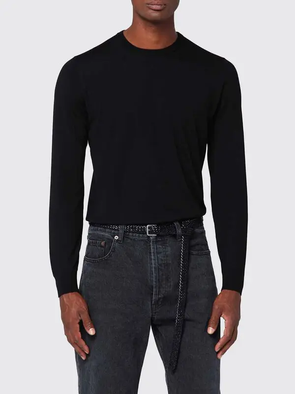 DRUMOHR Pure Wool Crewneck Jumper With Long Sleeves And Ribbed Trims - Black
