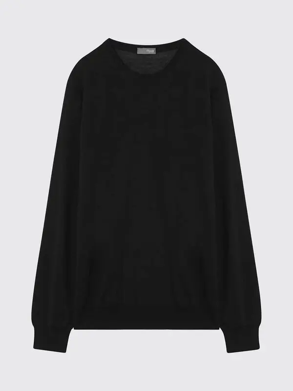 DRUMOHR Pure Wool Crewneck Jumper With Long Sleeves And Ribbed Trims - Black