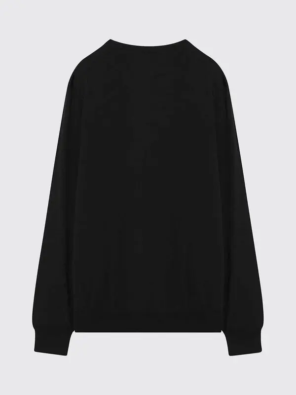 DRUMOHR Pure Wool Crewneck Jumper With Long Sleeves And Ribbed Trims - Black