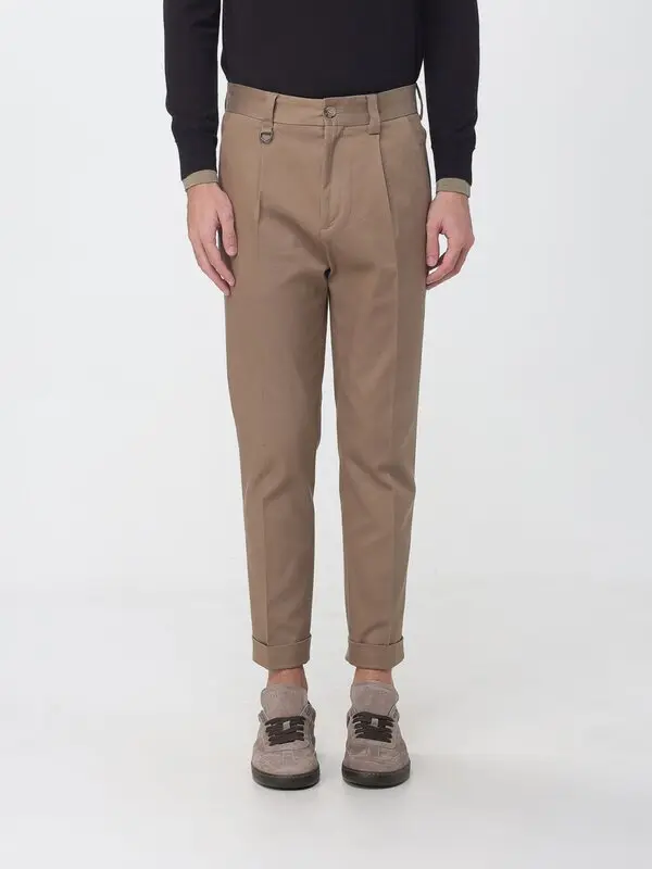 PAOLO PECORA Duomo Slim Fit Pleated Cotton Chino Trousers