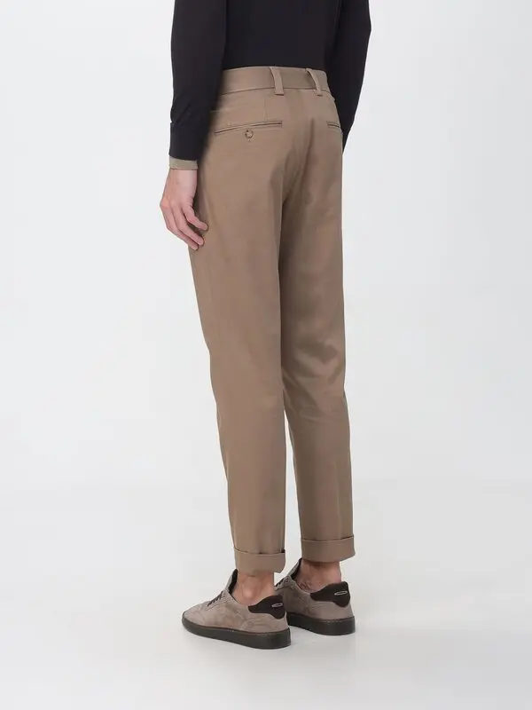 PAOLO PECORA Duomo Slim Fit Pleated Cotton Chino Trousers