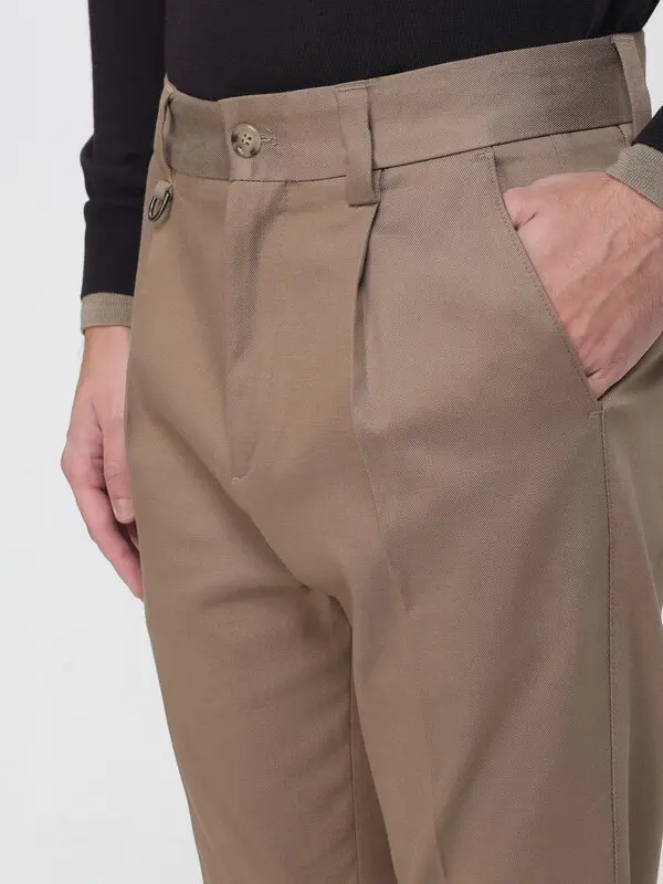 PAOLO PECORA Duomo Slim Fit Pleated Cotton Chino Trousers
