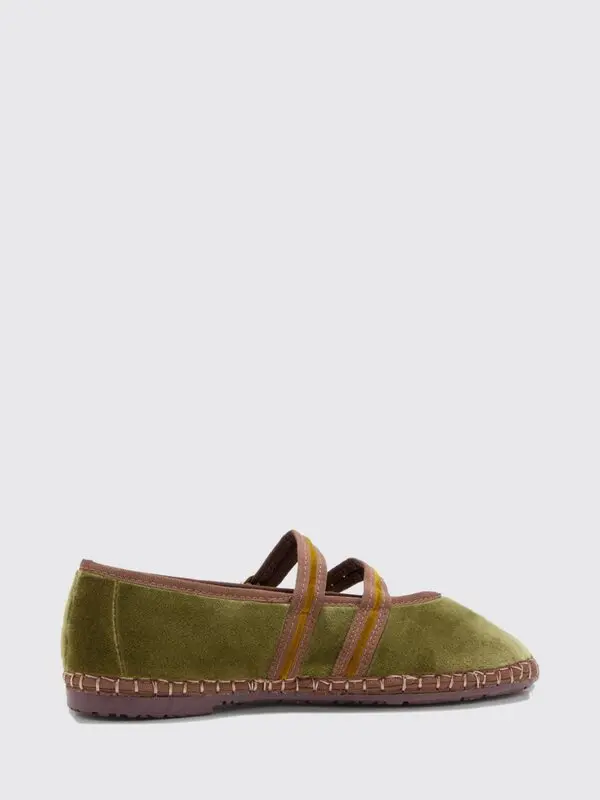FLABELUS Claire Bicolour Velvet Mary Jane Ballet Flats With Double Strap