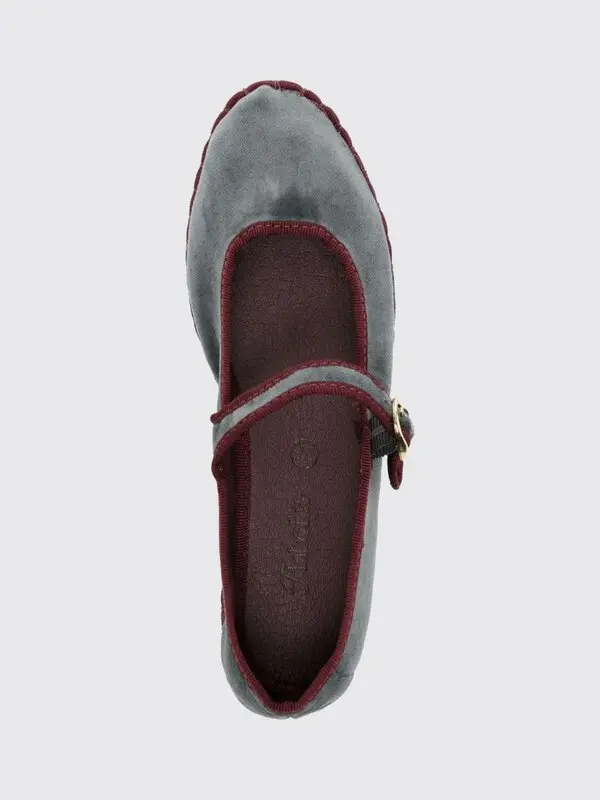 FLABELUS Georgina Bicolour Velvet Mary Jane Ballet Flats With Strap