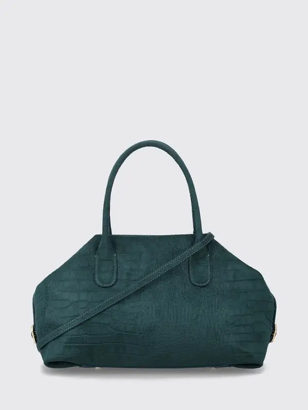 THEMOIRE Talia Animalier Croc-effect Vegan Leather Handbag With Double Handle - Dark Teal