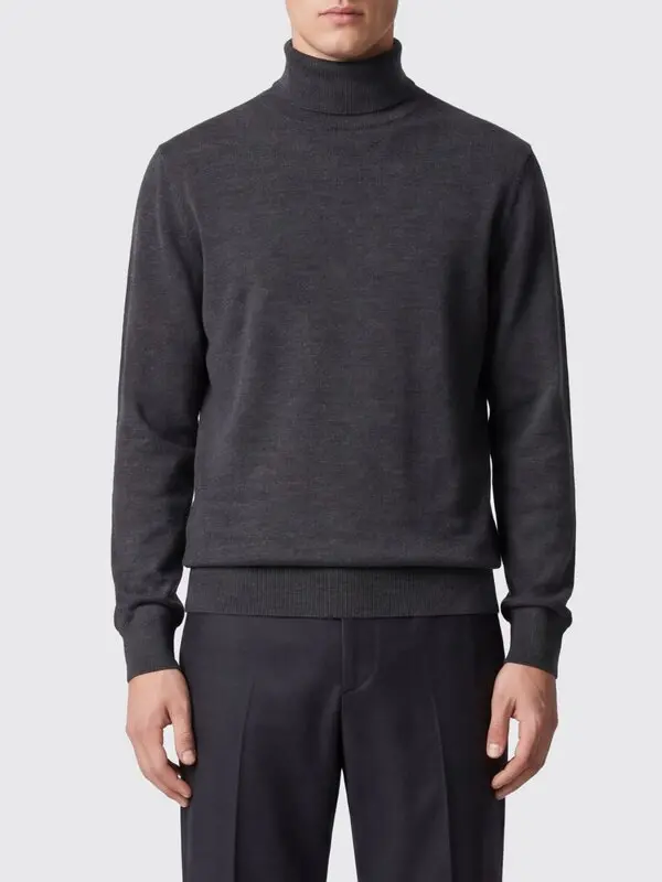 Canali Pure Wool Long-sleeved Turtleneck Jumper With Ribbed Trims