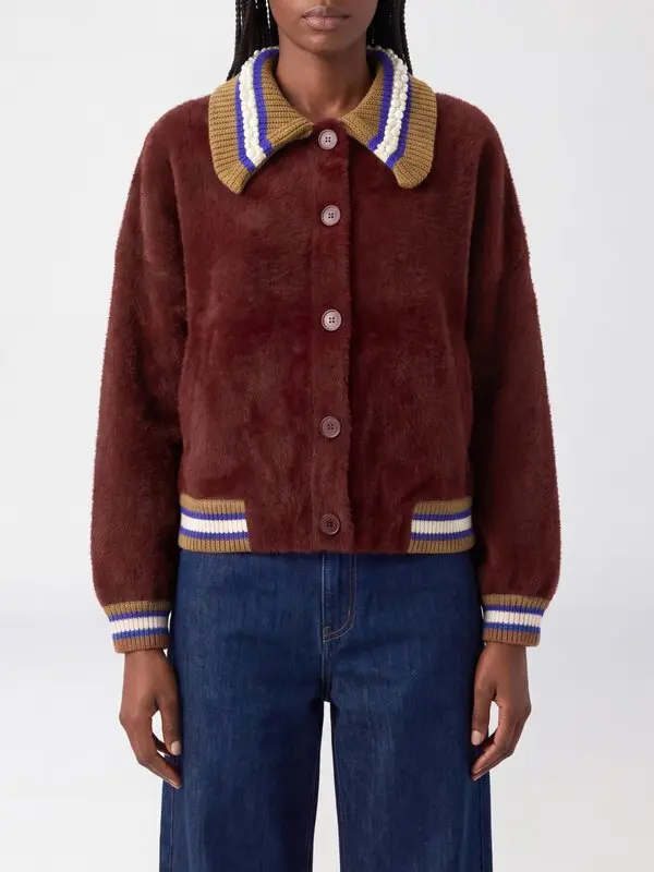 Essentiel Antwerp Wool-blend Bomber Jacket With Contrast Trims - Red