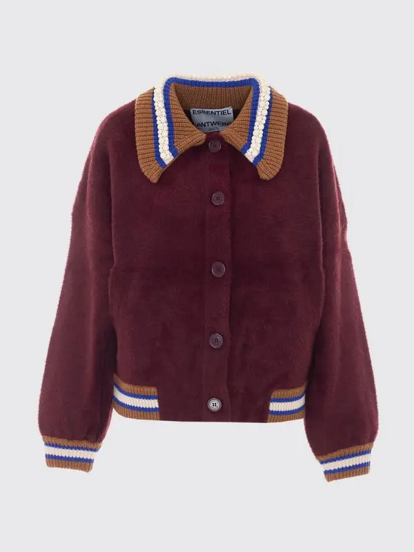 Essentiel Antwerp Wool-blend Bomber Jacket With Contrast Trims - Red
