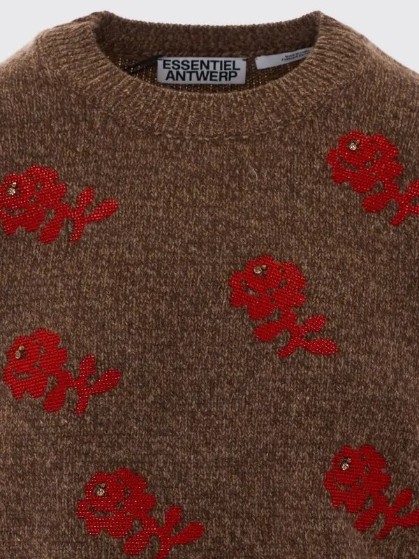 Essentiel Antwerp Bead-embroidered Wool Crewneck Jumper - Beige