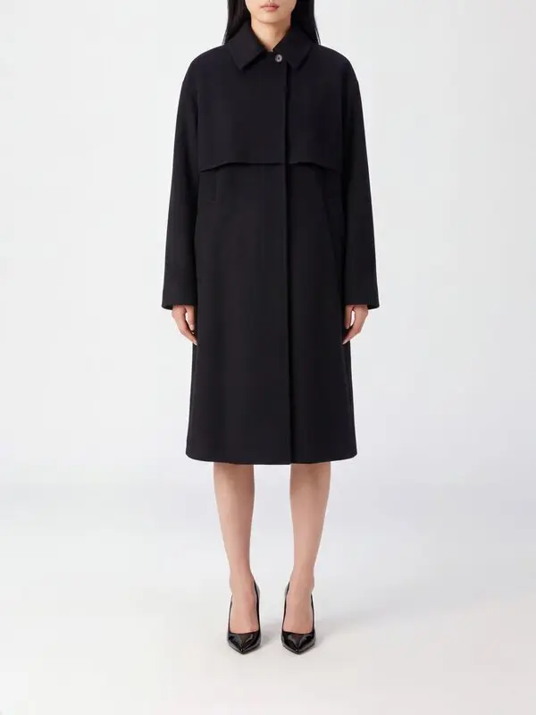 JIL SANDER Long Single-breasted Wool Coat With Concealed Closure