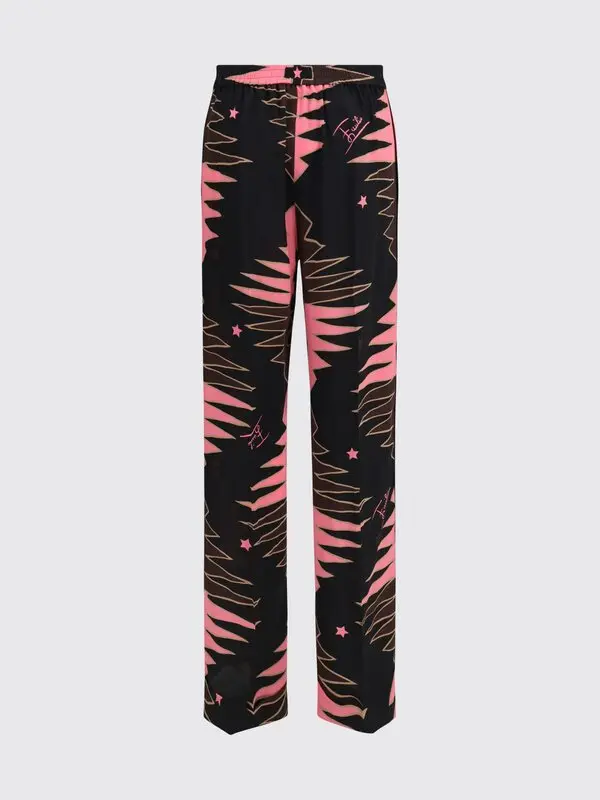 Emilio Pucci Graphic-print Straight-leg Silk Trousers - Brown