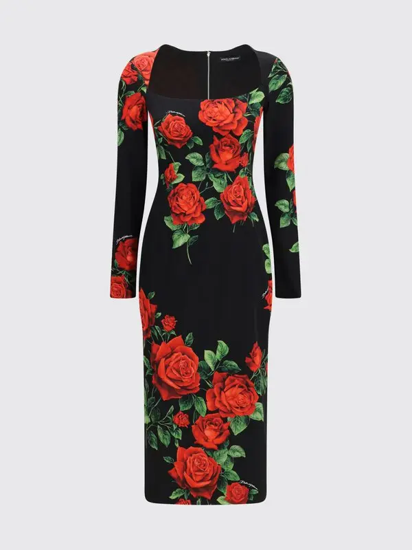 Dolce & Gabbana Floral-print Stretch-silk Sheath Midi Dress