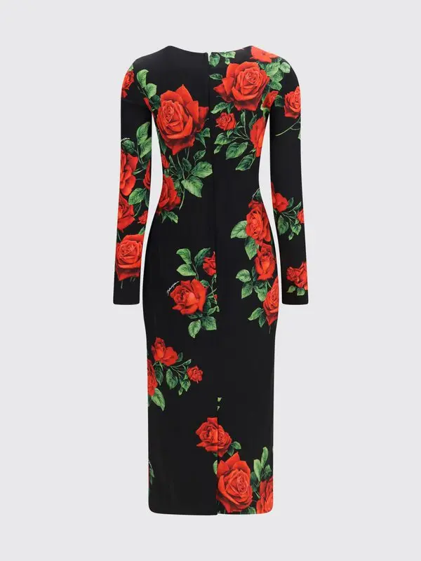 Dolce & Gabbana Floral-print Stretch-silk Sheath Midi Dress
