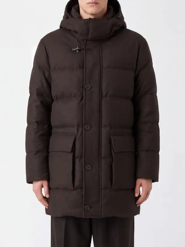 FAY Hooded Padded Jacket With Iconic Hook Closure