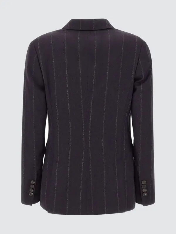 Eleventy Pinstriped Double-breasted Virgin Wool And Silk Blazer