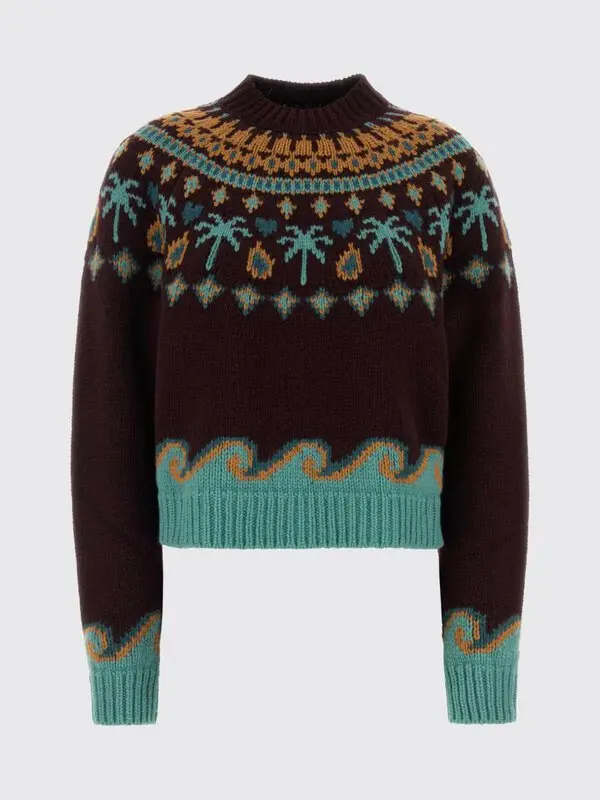 Alanui Crewneck Jumper In Pure Virgin Wool With Abstract Jacquard Pattern