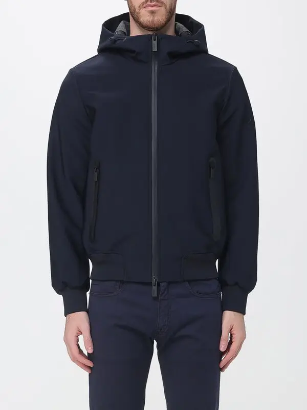 HESKIMO Nylon Hooded Windbreaker Jacket With Zip Closure - Blue