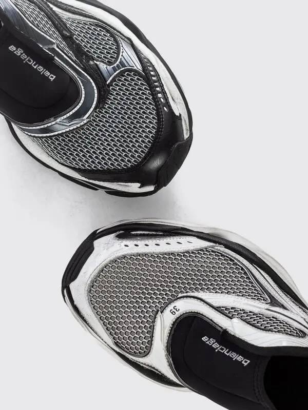 Balenciaga Distressed-effect Mesh Slip-on Sneakers With Embroidered Logo